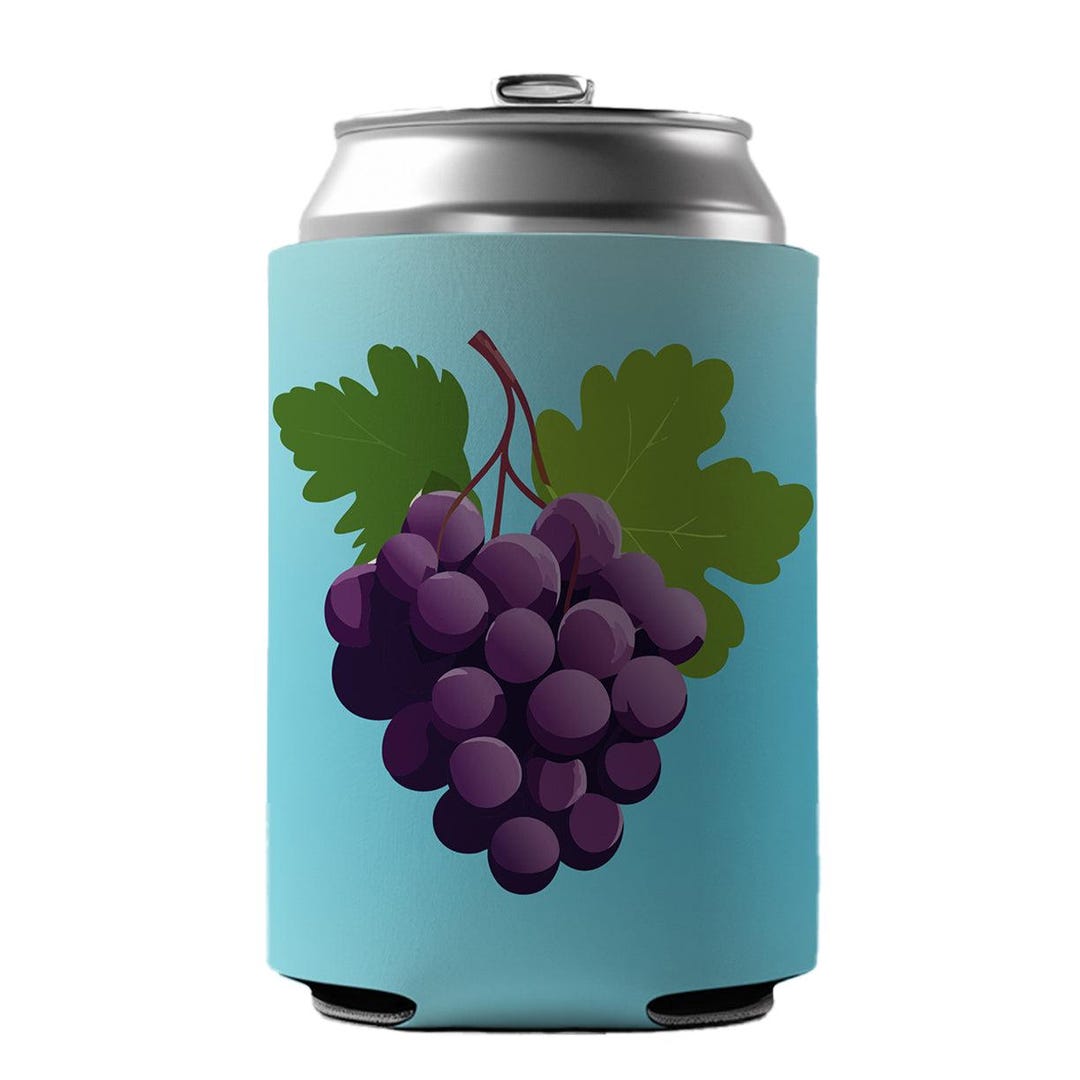 Grapes Purple Fruit Wine Can Cooler Beer Soda Drink Insulated Holder ...