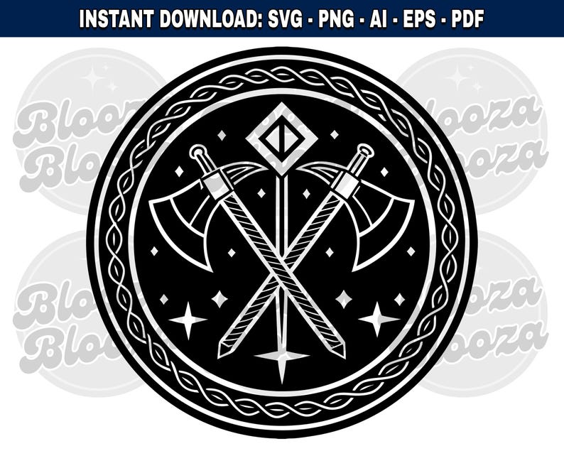 Dwarf Coin Axes Hammers Black White Instant Clipart Download Design SVG ...