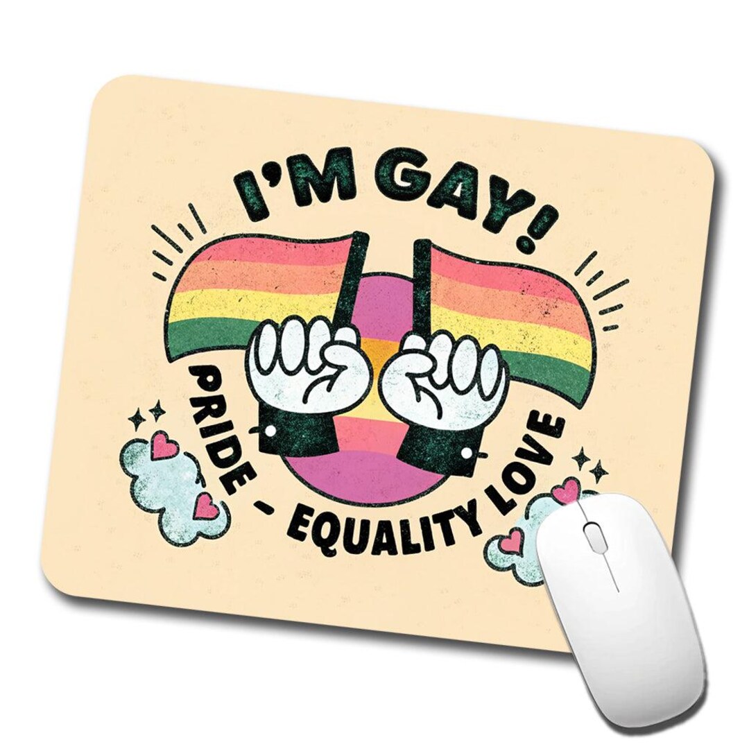 I'm Gay Pride Rainbow LGBTQ Low Profile Mouse Pad Mat - Etsy