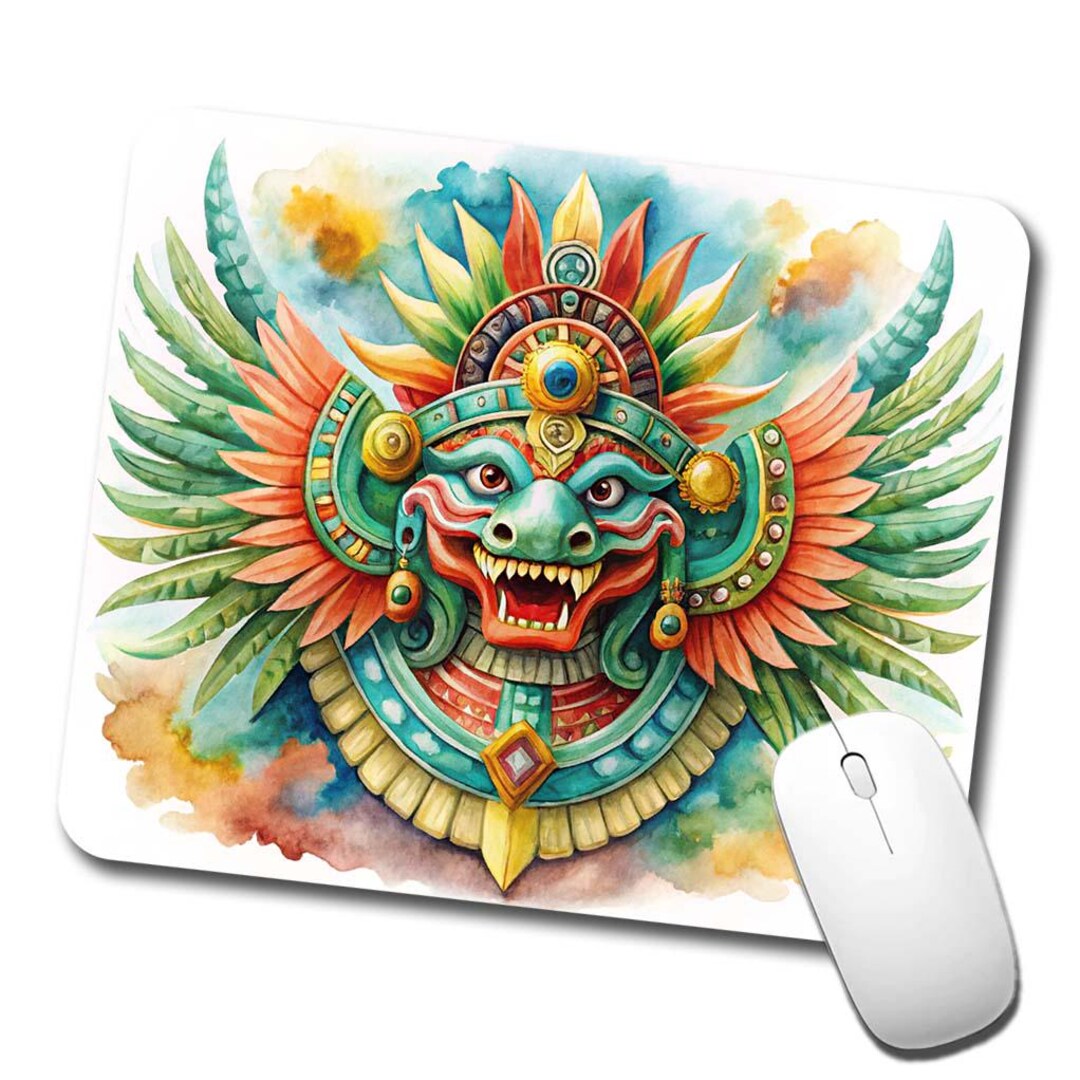 Aztec God Quetzalcoatl Watercolor Low Profile Mouse Pad Mat - Etsy