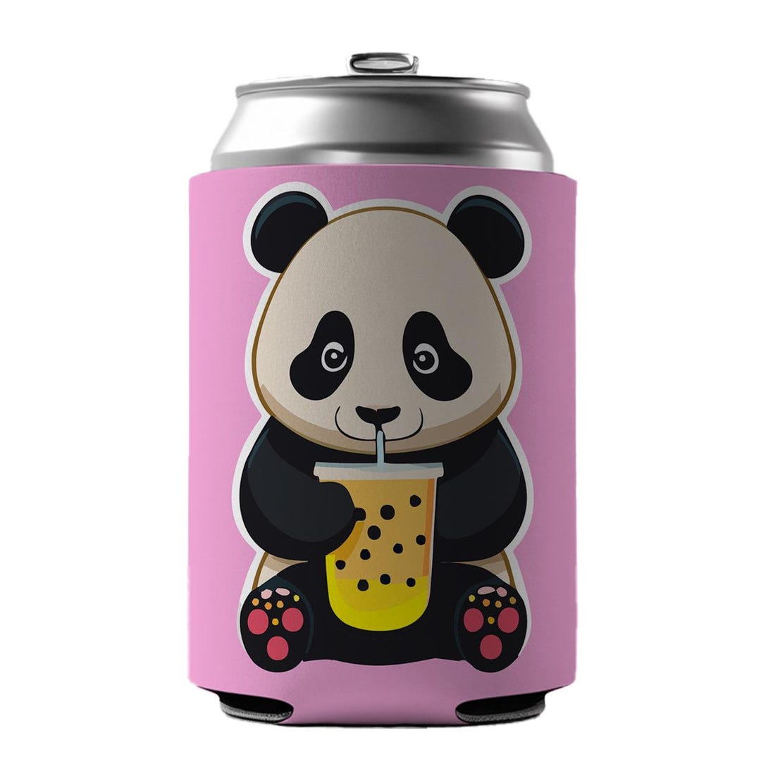 Panda Drinking Boba Bubble Tea Can Cooler Beer Soda Drink Insulated ...