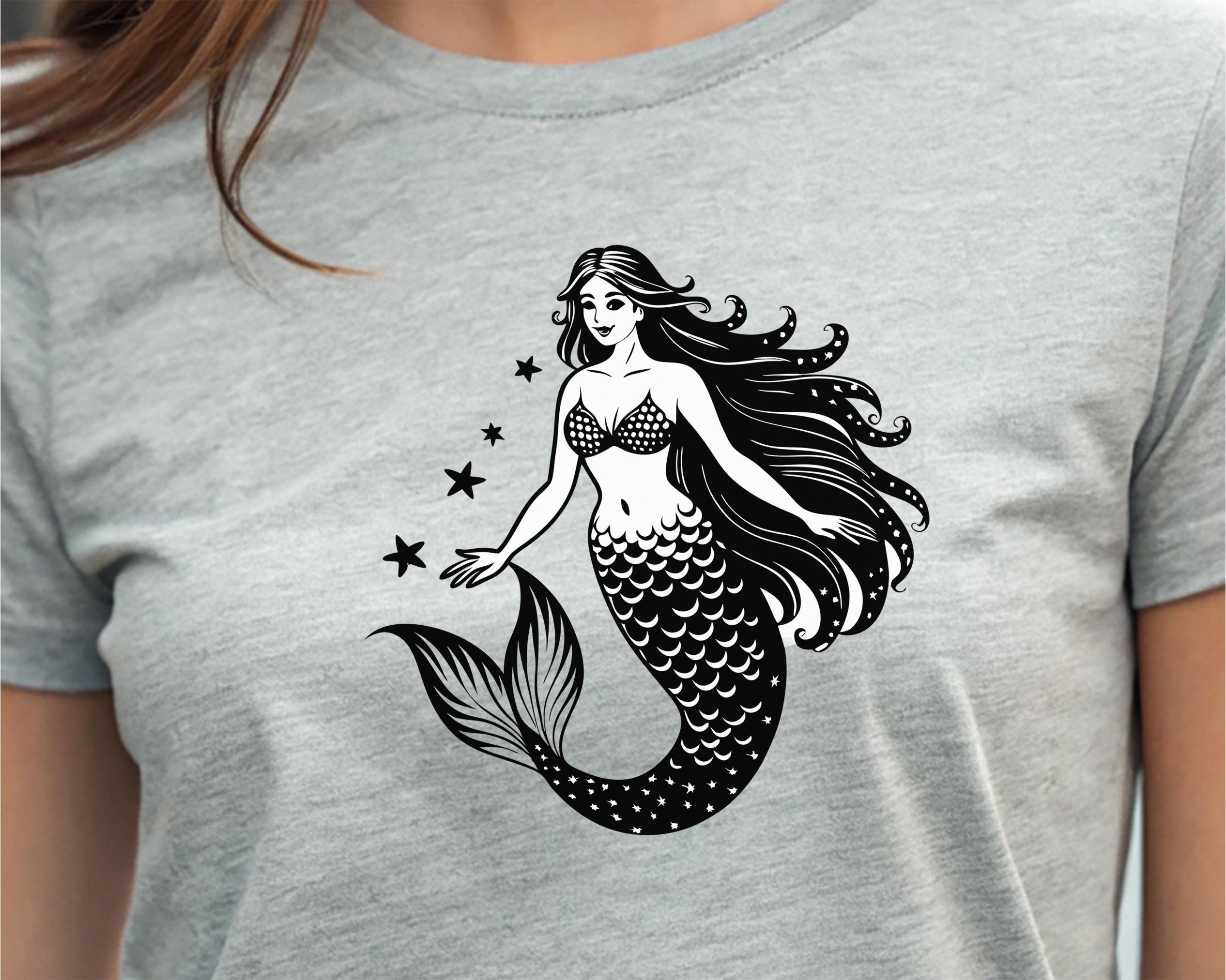 Mermaid Black Beautiful Instant Clipart Download Design SVG PNG EPS Pdf ...