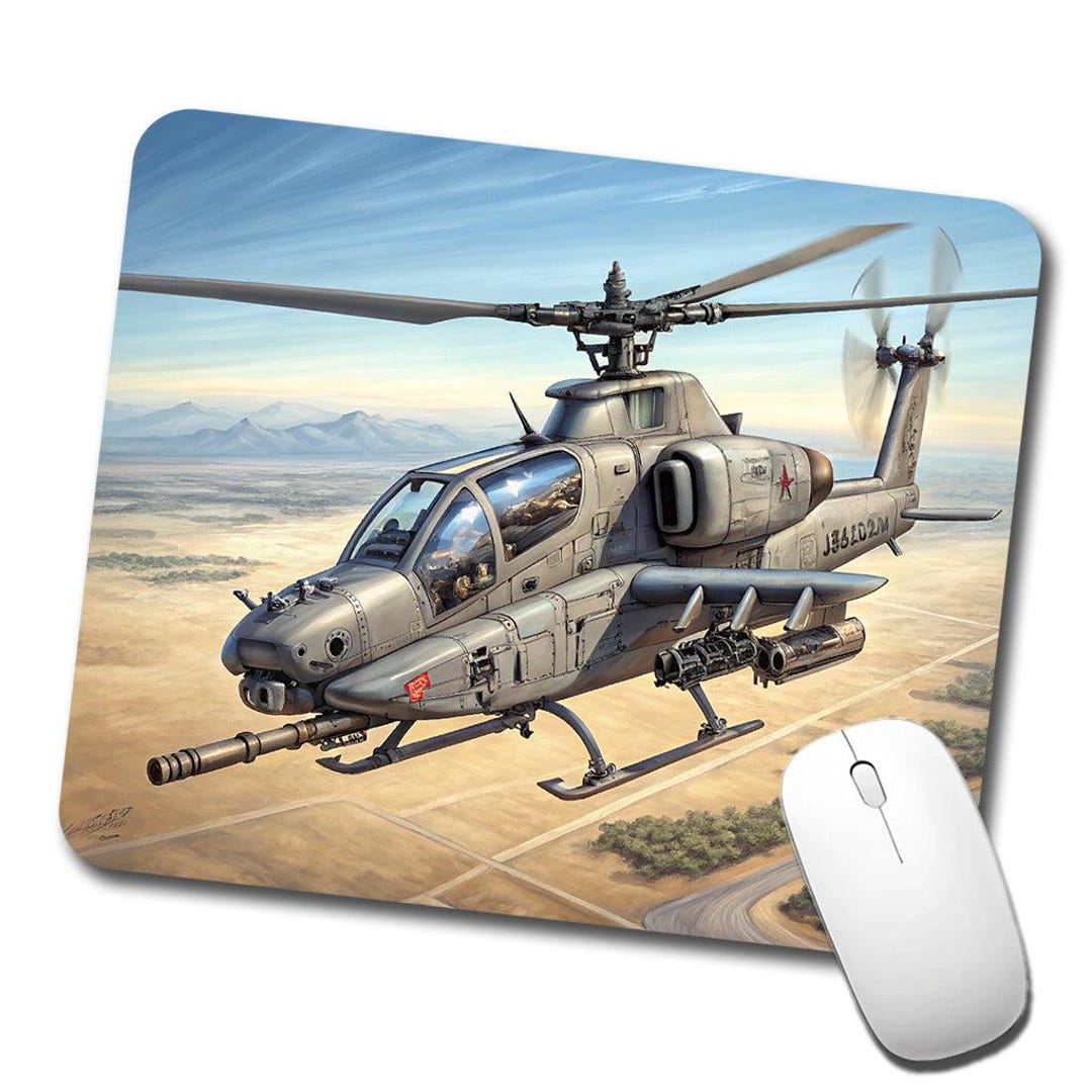 Military Gunship Helicopter in Flight Low Profile Mouse Pad Mat - Etsy