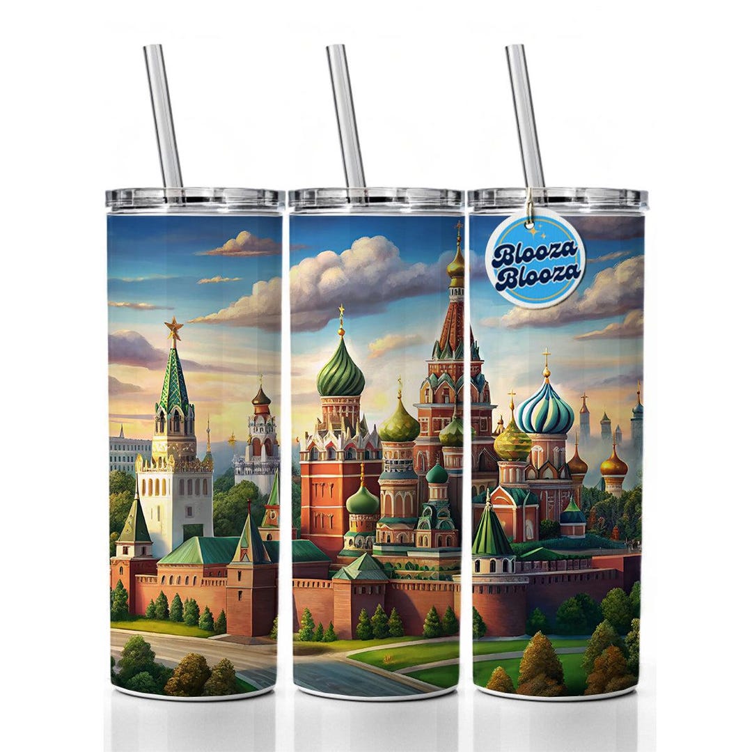 Russian Kremlin Moscow Russia Skinny Tumbler 20oz With Straw Insulated ...