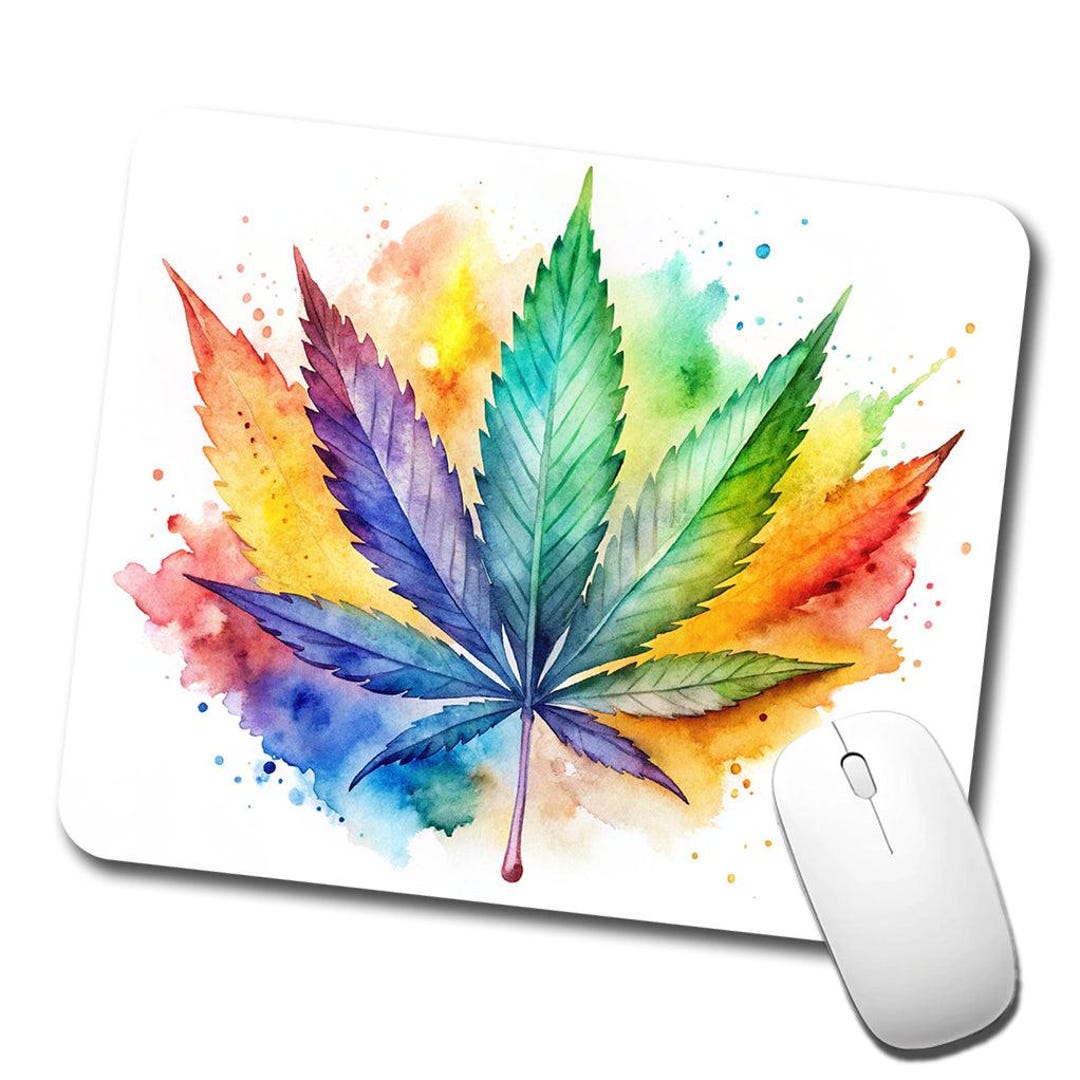 Marijuana Leaf Rainbow Watercolor Low Profile Mouse Pad Mat - Etsy