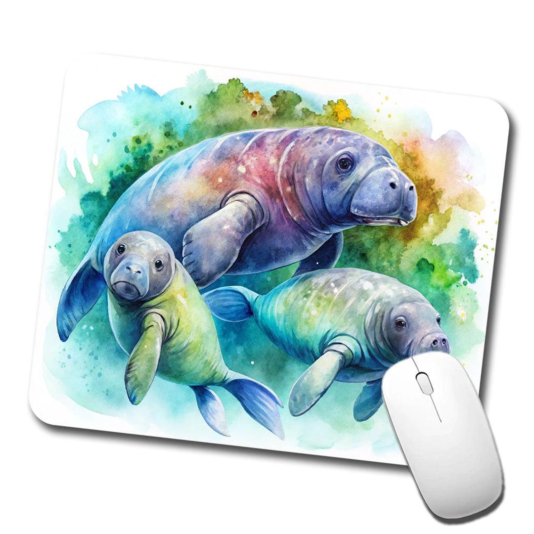 Manatees Family Watercolor Low Profile Mouse Pad Mat - Etsy