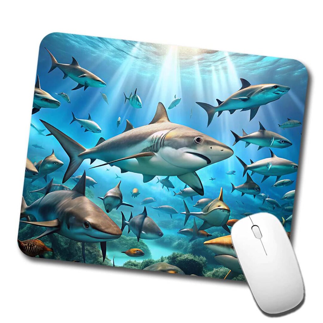 Lots of Swimming Sharks Low Profile Mouse Pad Mat - Etsy