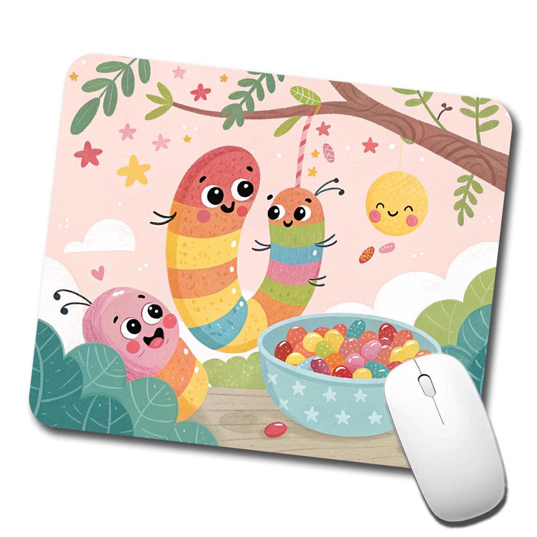 Kawaii Gummi Worms Jelly Beans Low Profile Mouse Pad Mat - Etsy