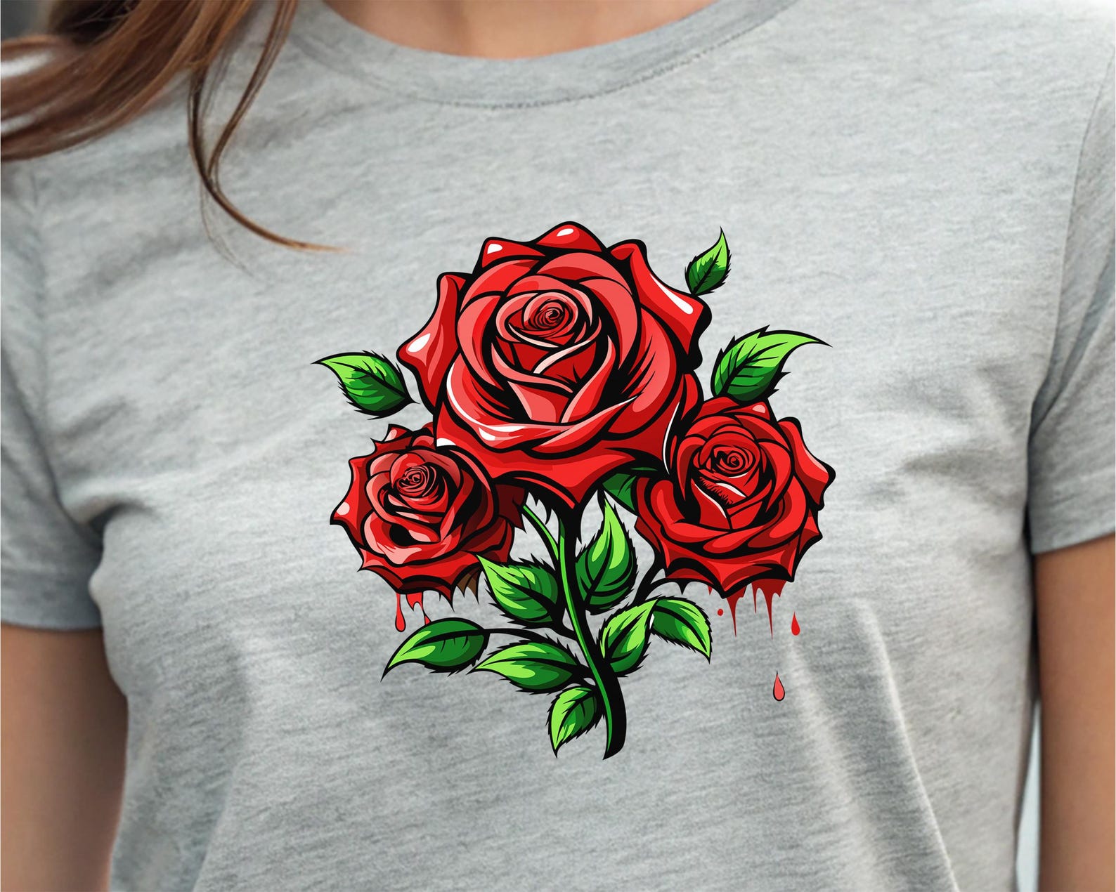Gothic Red Roses Dripping Paint Instant Clipart Download Design SVG PNG ...