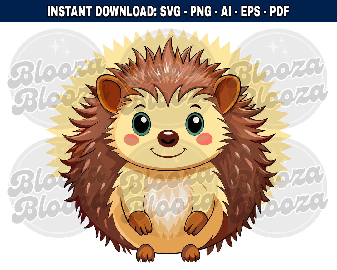 Hedgehog Cute Smiling Color Instant Clipart Download Design SVG PNG EPS ...