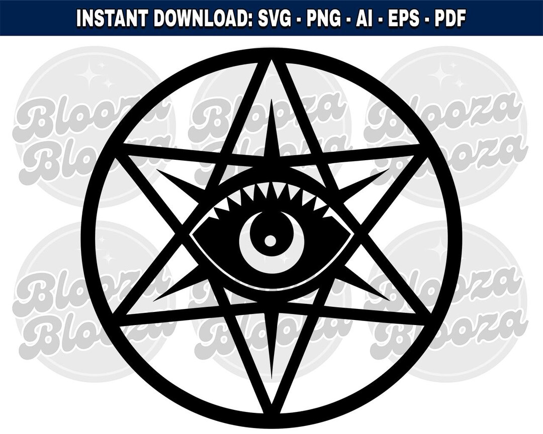 Eye in Pentagram Cultist Symbol Black Instant Clipart Download Design ...