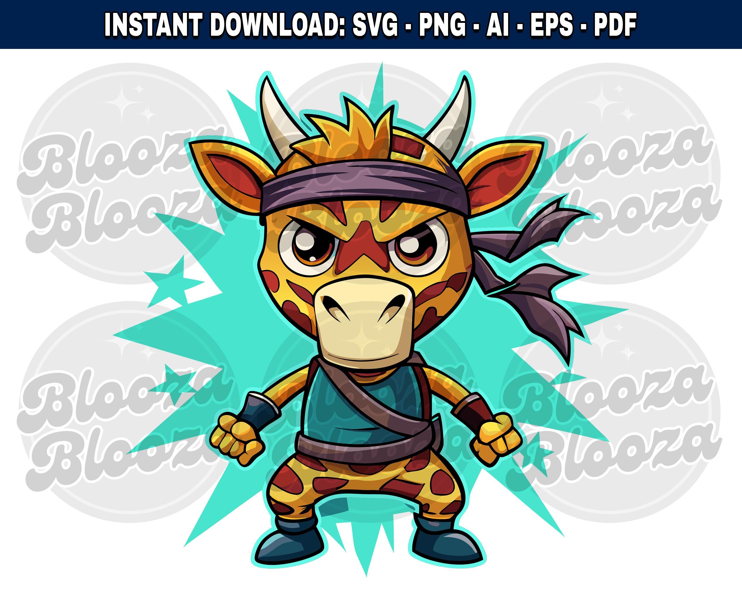 Giraffe Ninja Fighter Funny Instant Clipart Download Design SVG PNG EPS ...