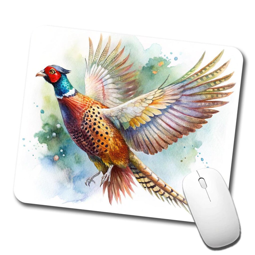 Pheasant in Flight Watercolor Low Profile Mouse Pad Mat - Etsy