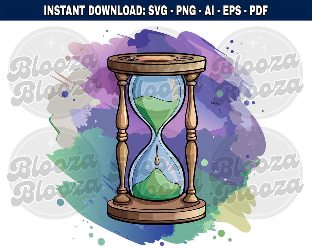 Hour Glass Timer Watercolor Instant Clipart Download Design SVG PNG EPS ...