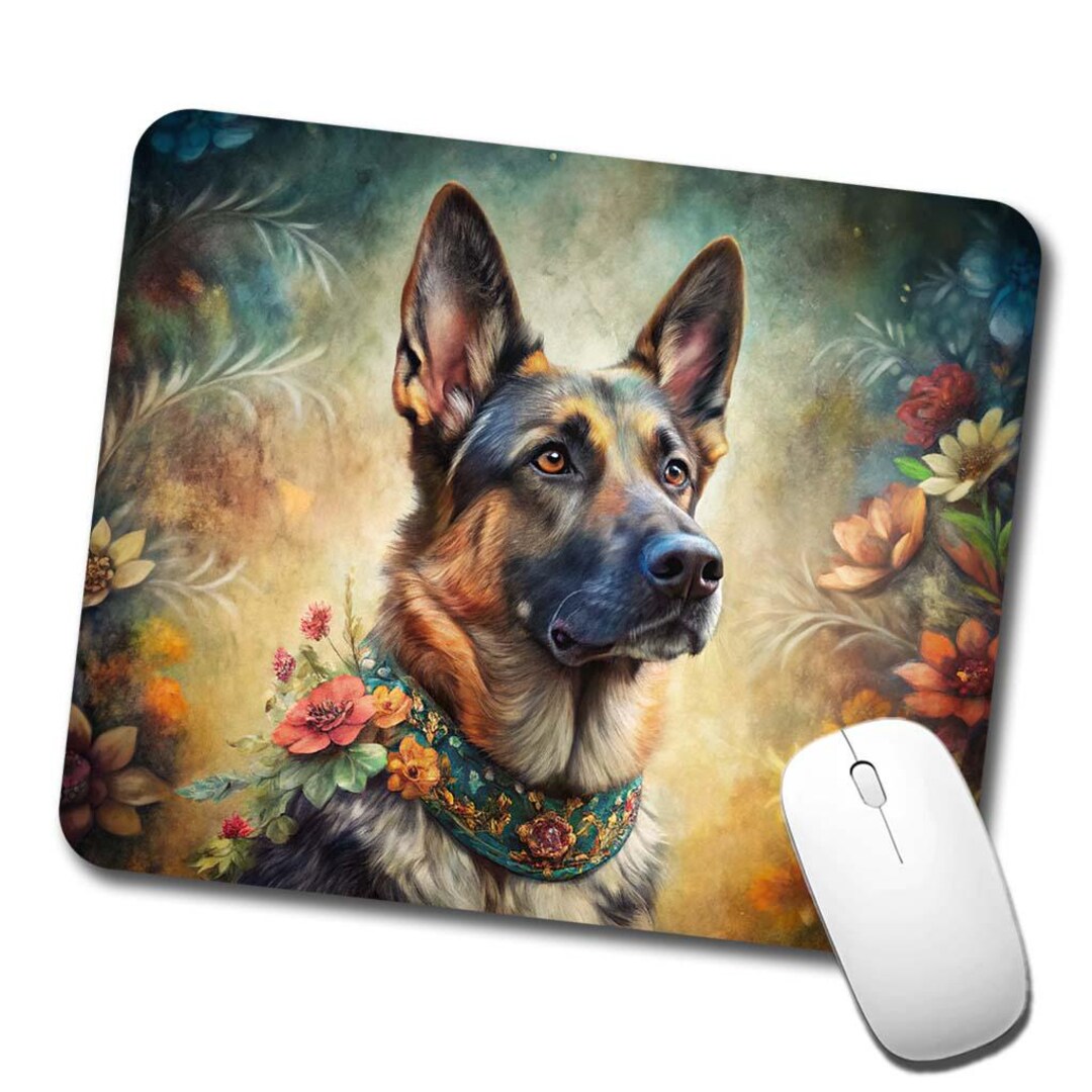 German Shepherd Dog French Bohemian Art Low Profile Mouse Pad Mat - Etsy