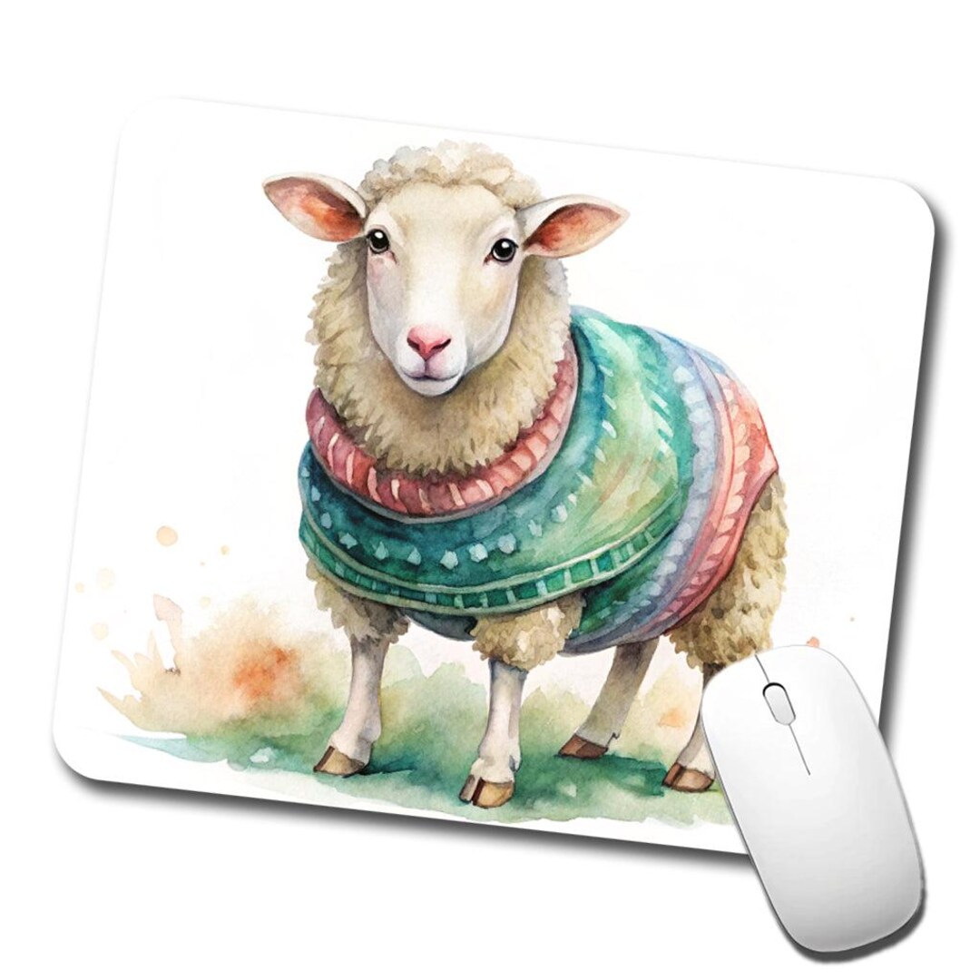 Sheep Wearing A Sweater Watercolor Low Profile Mouse Pad Mat - Etsy