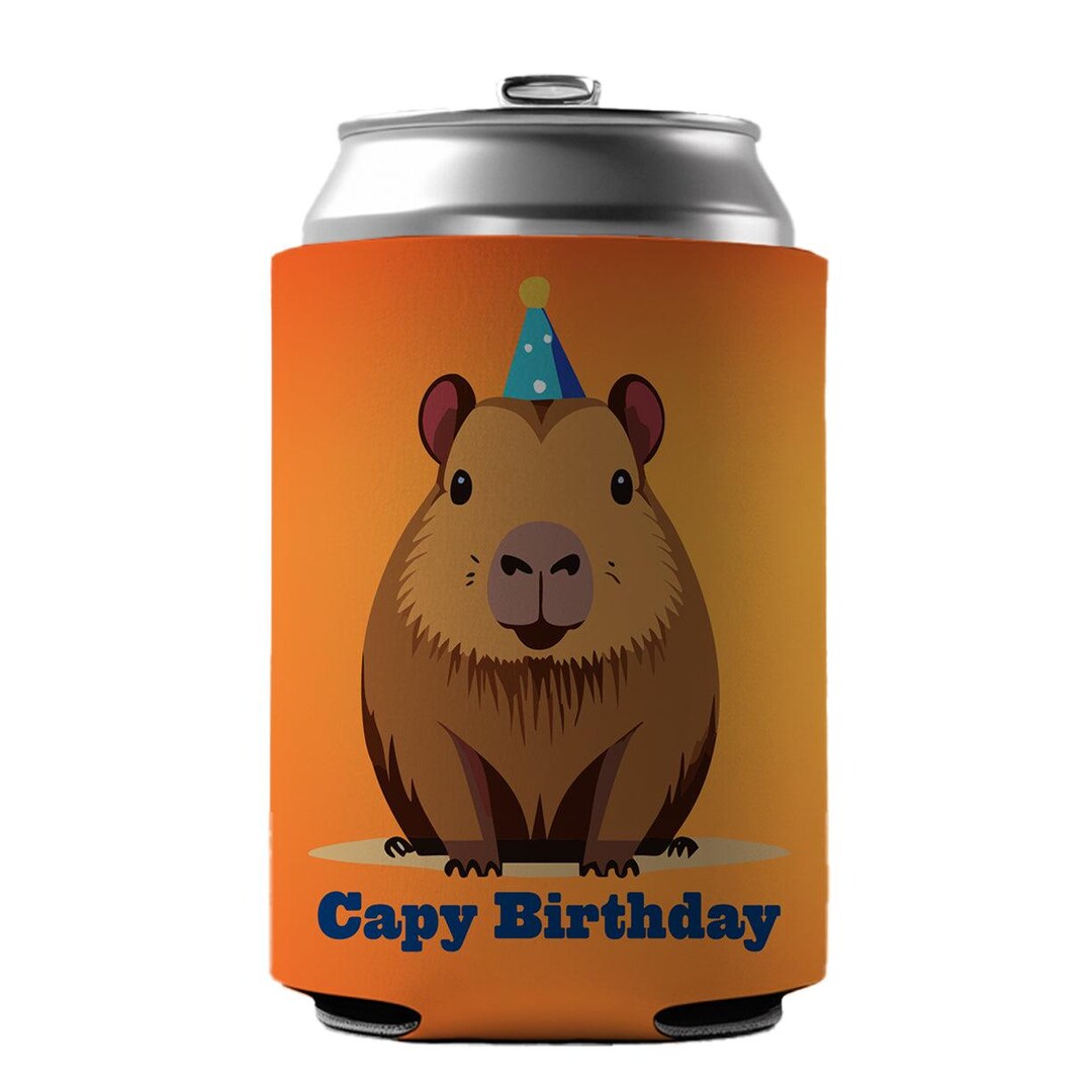 Capybara Happy Capy Birthday Funny Can Cooler Beer Soda Drink Insulated ...