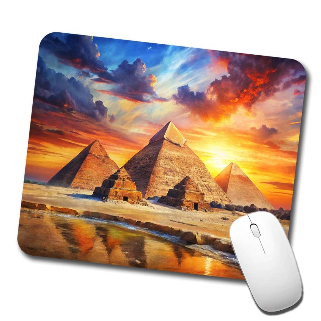 Pyramids of Giza Egypt at Sunset Watercolor Low Profile Mouse Pad Mat ...