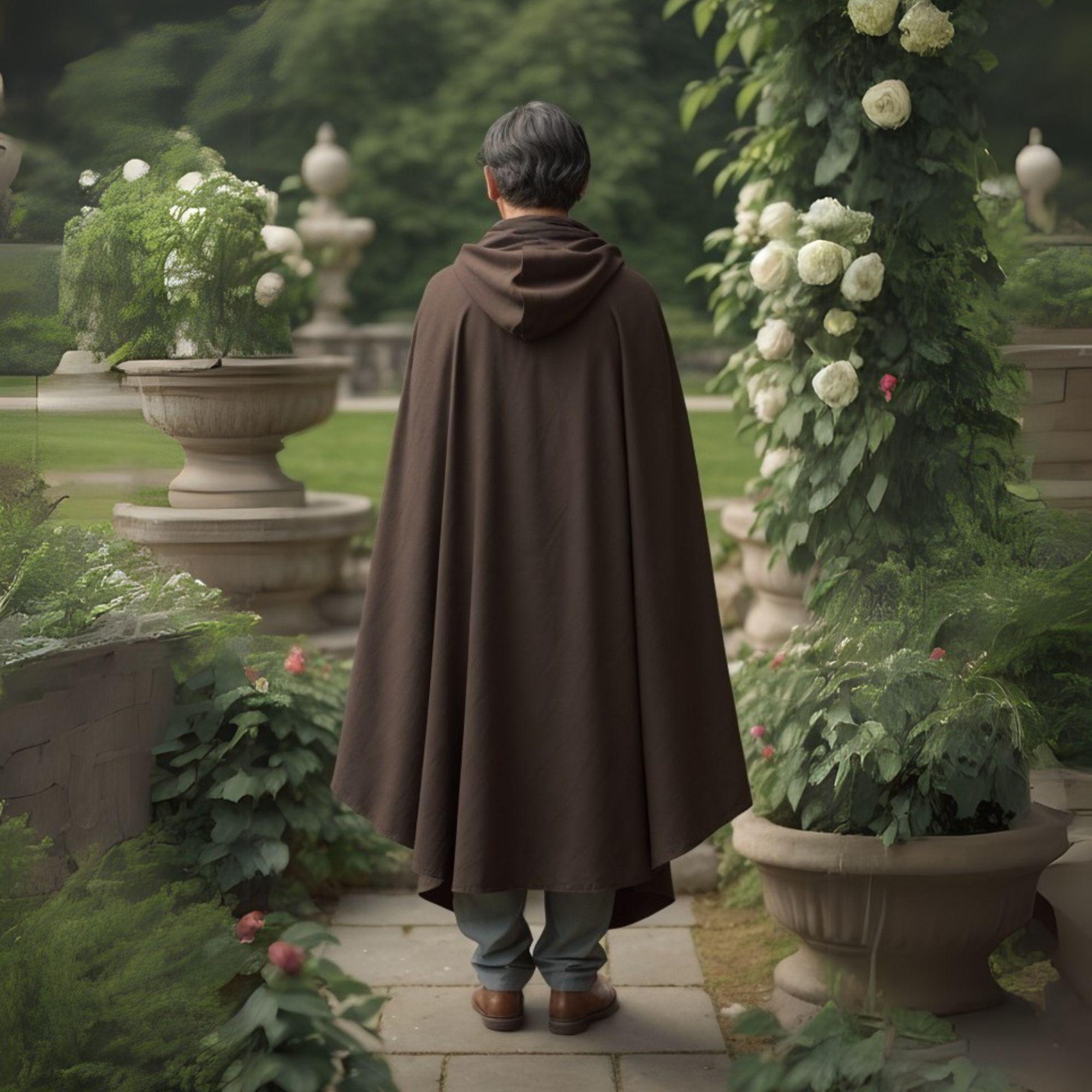 Nordic Religious Cape Cloak With Hood | Renaissance Dark Brown Hooded ...