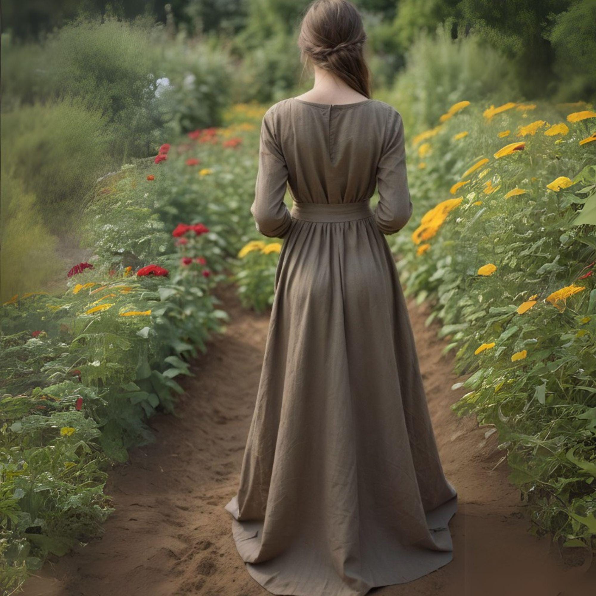 Milkmaid Cottagecore Renaissance Dress for Her | Earth Toned ...