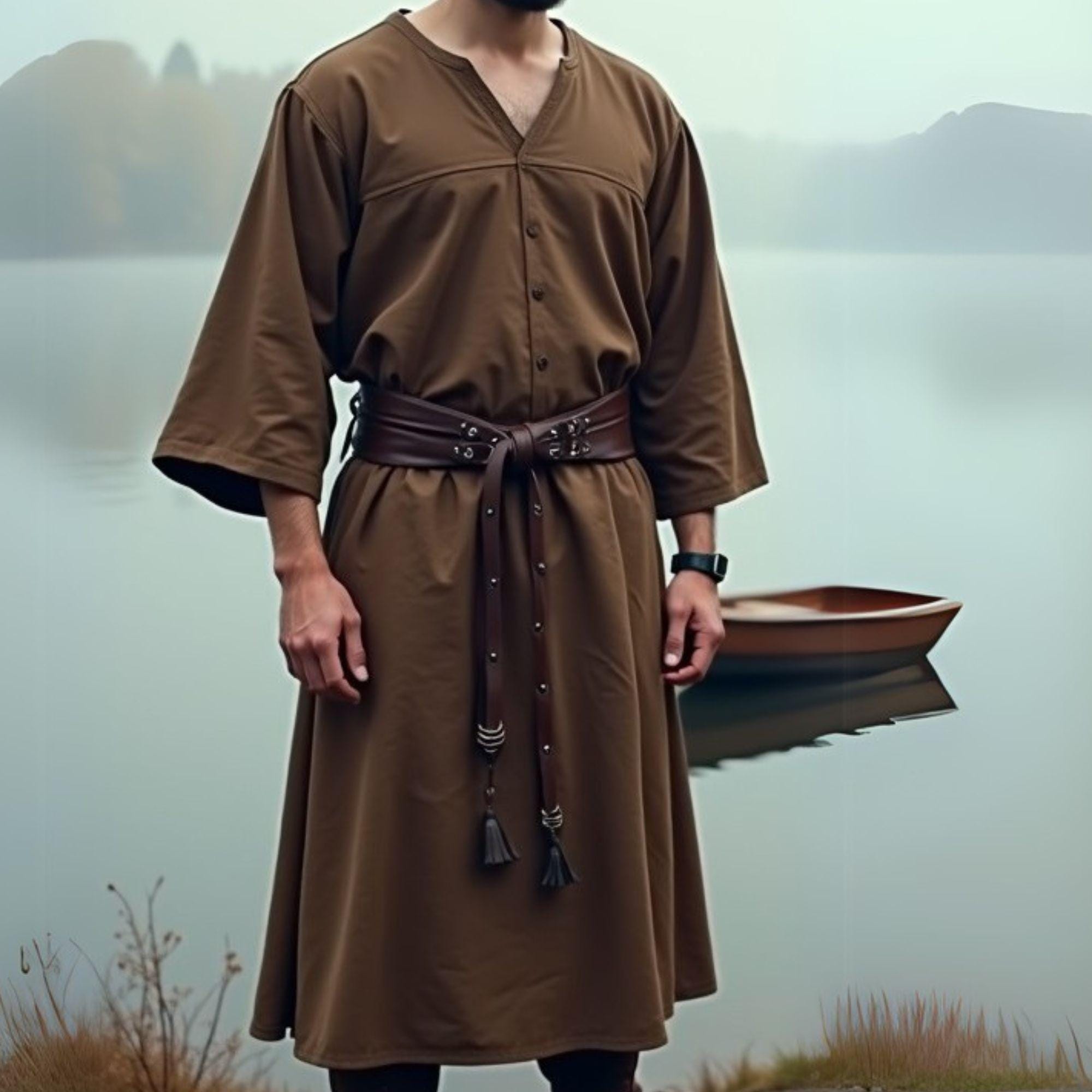 Medieval Men's Tunic | Vintage-inspired Loose-fit V-neck Tunic With ...