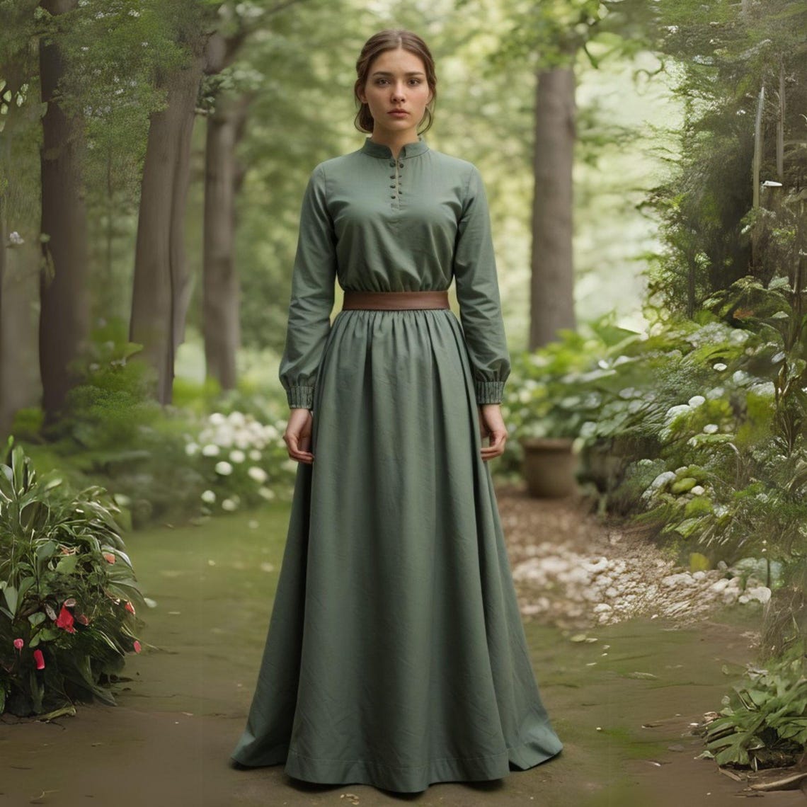 Mythological Nymph Dress | High Neck Medieval Gown | Renaissance Women ...