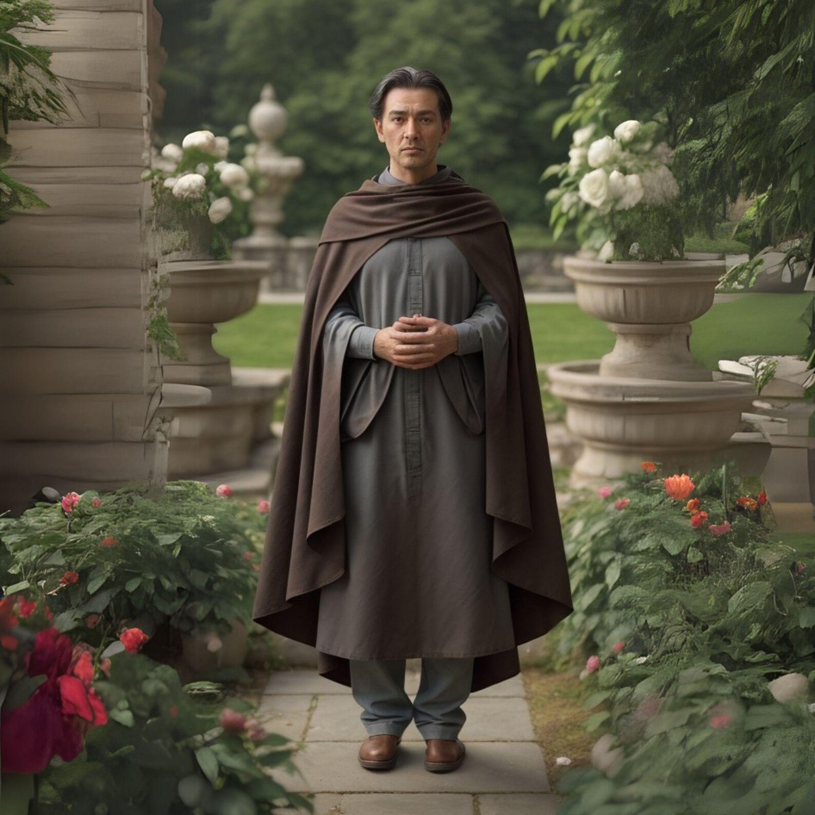 Nordic Religious Cape Cloak With Hood | Renaissance Dark Brown Hooded ...