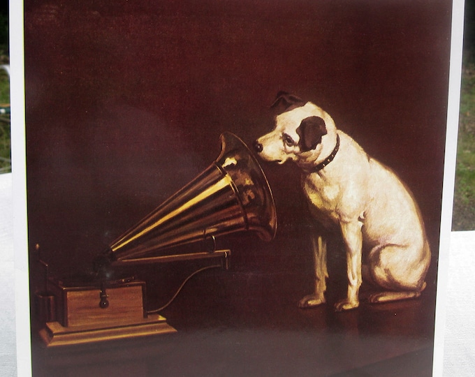 Vintage Nipper Dog and Phonograph Poster - 13-1/2" X 13-1/2" - Victor ...