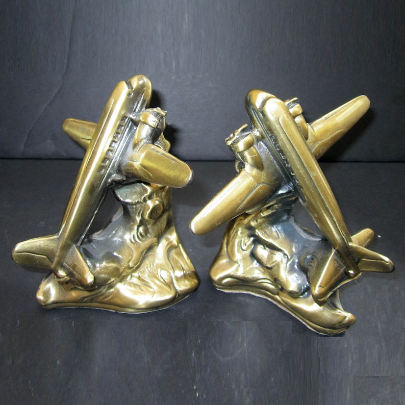 DC-3 Art Deco Airplane Bookends Pair Green Polished Aluminum - Etsy UK