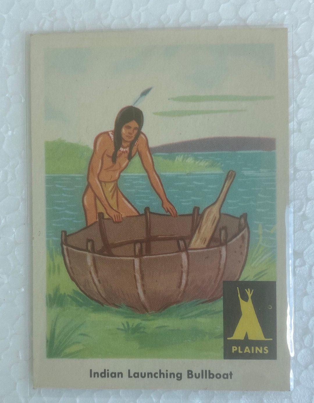 Vintage 1959 Indian Fleer Card #7 INDIAN LAUNCHING BULLBOAT A Virgin ...