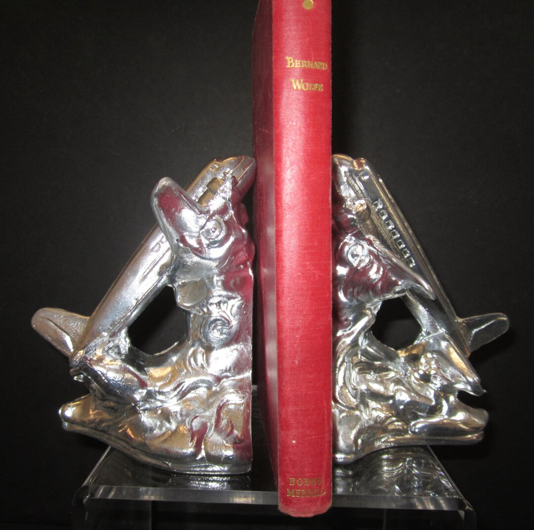 DC-3 Art Deco Airplane Bookends Pair Green, Polished Aluminum, Brass ...