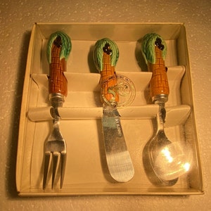 A Vintage Set of 3 PALM TREE Spoon, Knife and Fork Silverware Also for ...