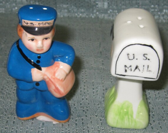 A Vintage Mailman and Mailbox Salt and Pepper Collectibles - Etsy