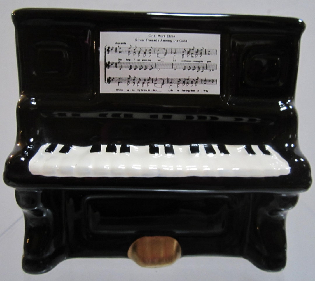 A Vintage Black Ceramic Upright Piano Coin Bank - Made in the 1980'S ...