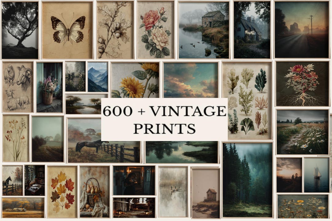 600 + Vintage Moody Gallery Wall Prints - Rustic Grounding Wall Art ...