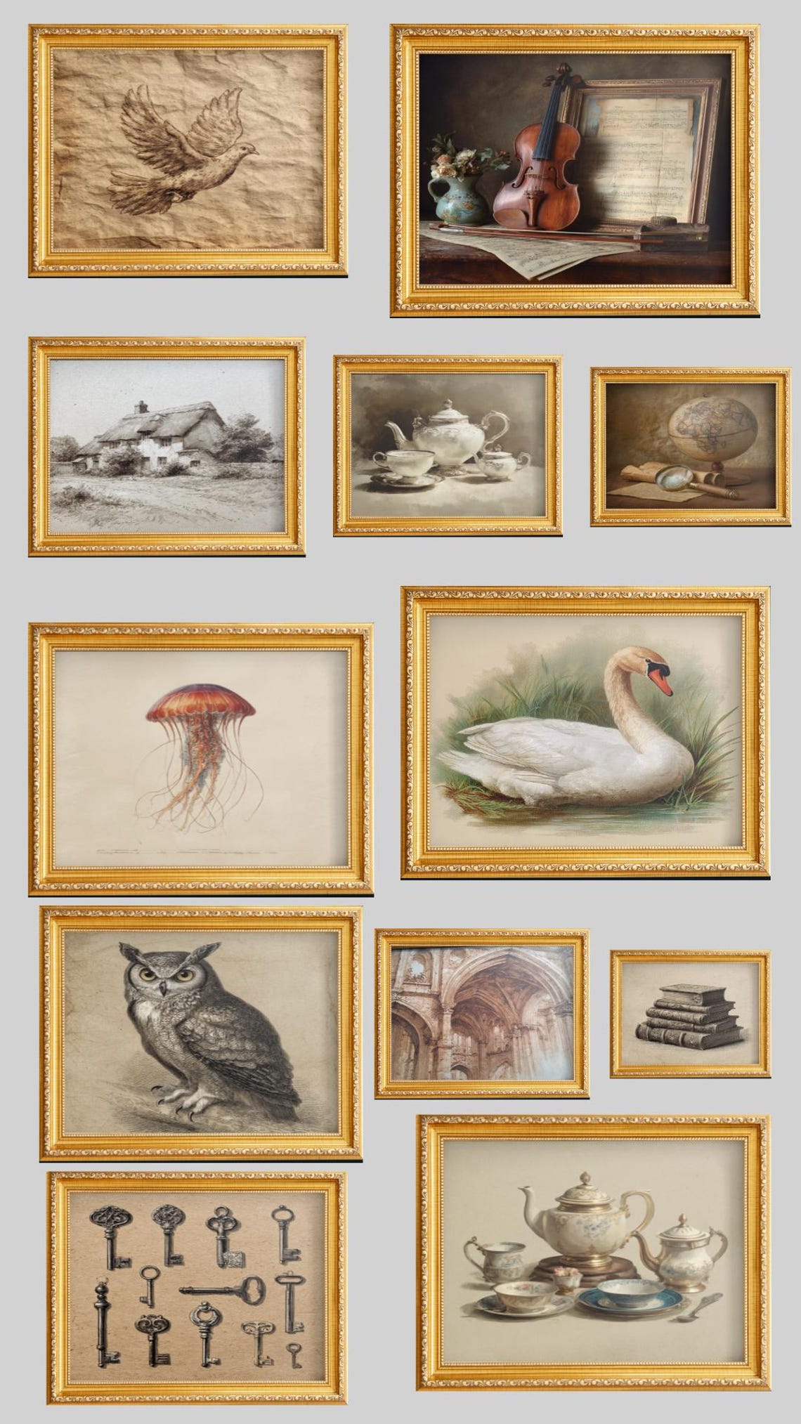Vintage Nature Prints Set: 100 Botanical & Animal Illustrations ...