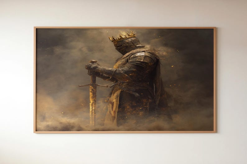 4 Crowned Knight Wall Art: Christian Warrior With Sword (digital ...