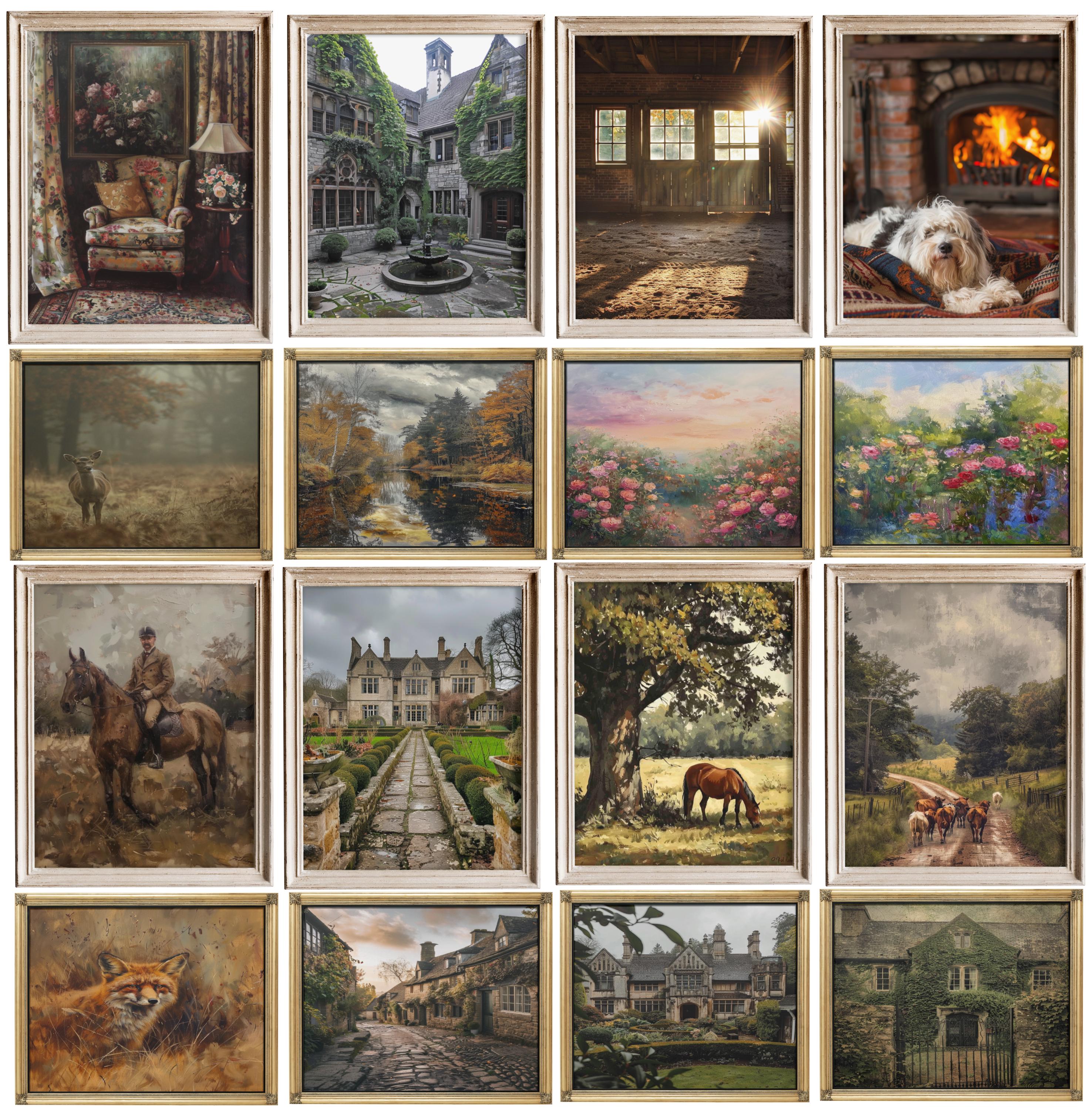 English Countryside Gallery Wall Art | Vintage Cottage Farmhouse Prints ...