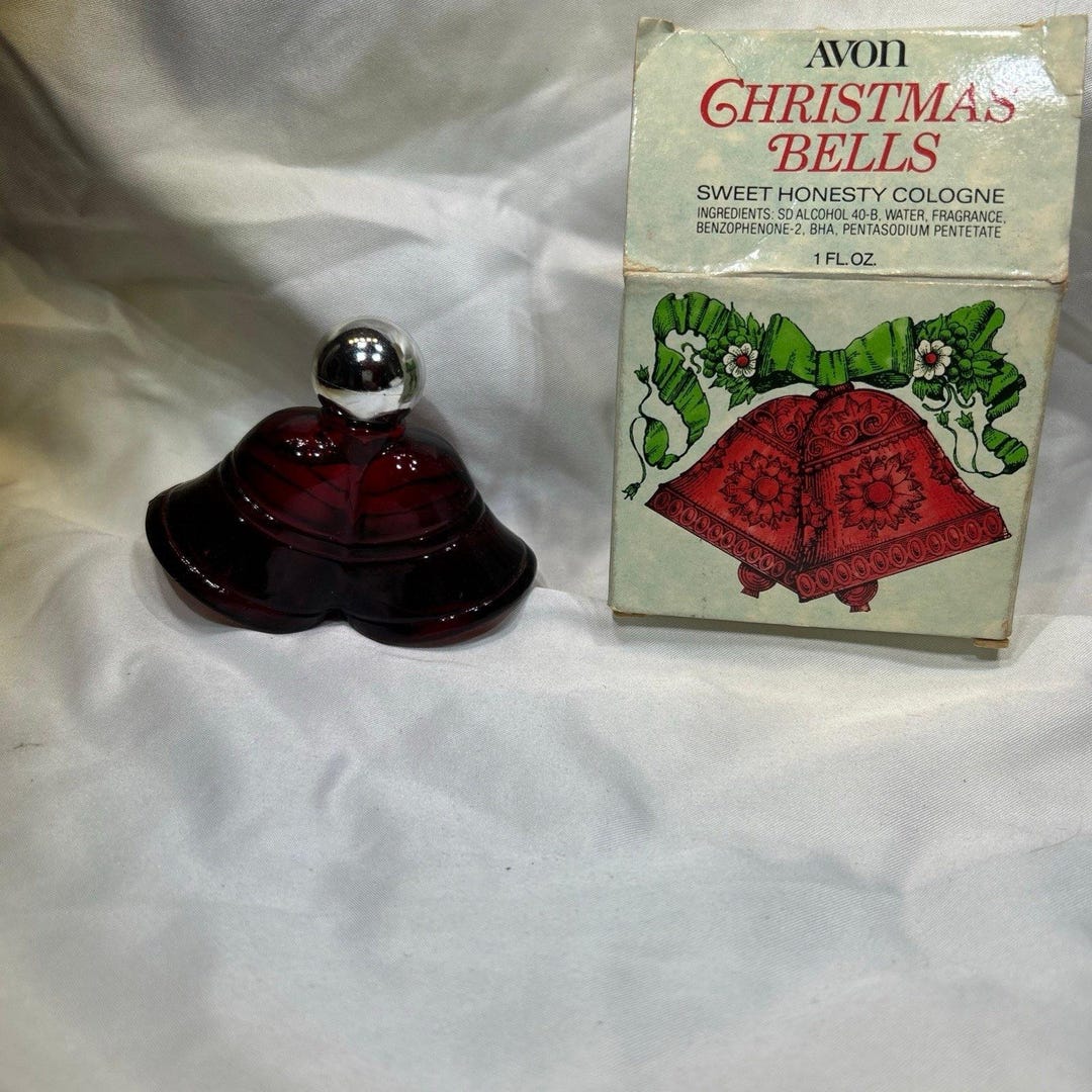 Vintage AVON CHRISTMAS BELLS Sweer Honesty Cologne Decanter & Original ...