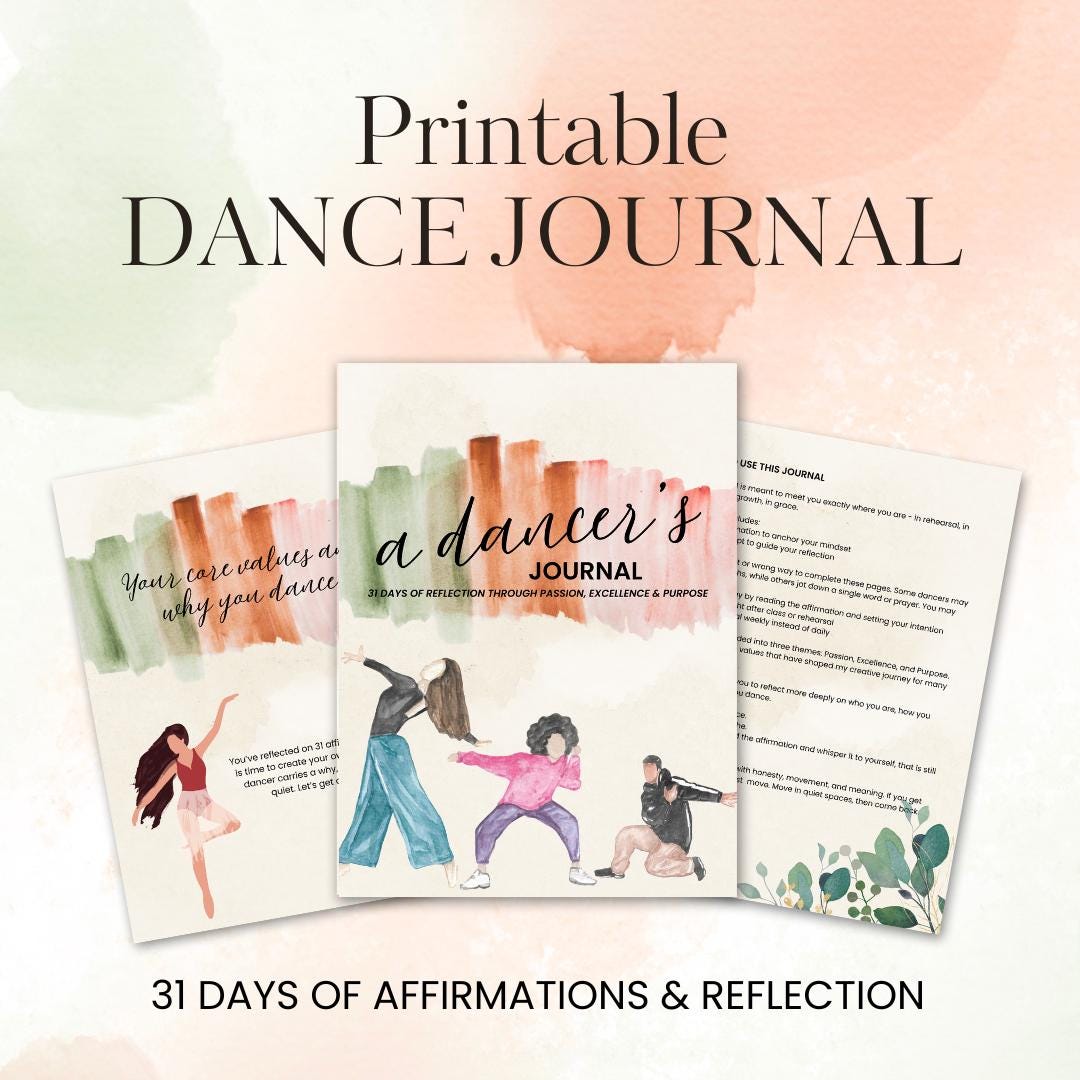 Dancer Affirmation Journal | 31 Day Printable PDF for Dance Reflection ...