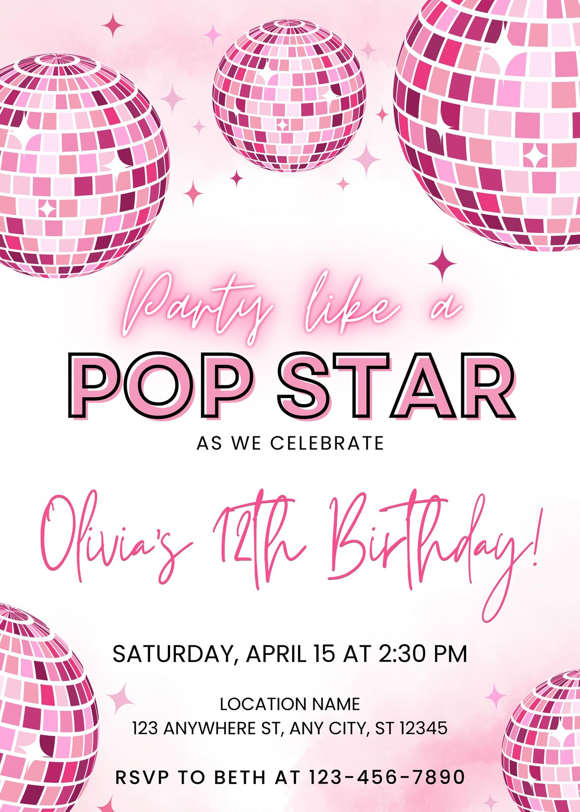 Editable Party Like A Rock Star Party Invitation for Kids Birthday - Etsy