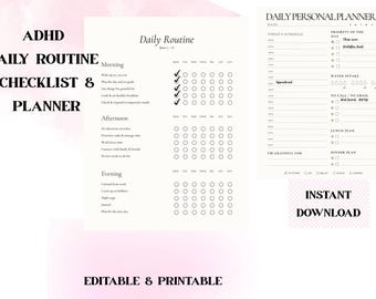 ADHD Daily Routine Planner, Habit Tracker, Daily Checklist for Things ...