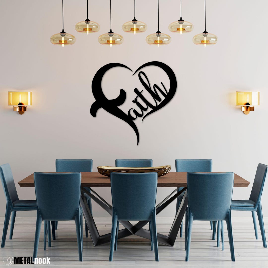 Faith Metal Sign, Metal Word Wall Decor, Faith Heart Sign, Christian ...