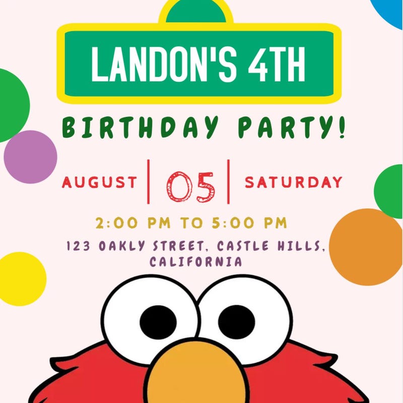 Elmo Invitations - Etsy
