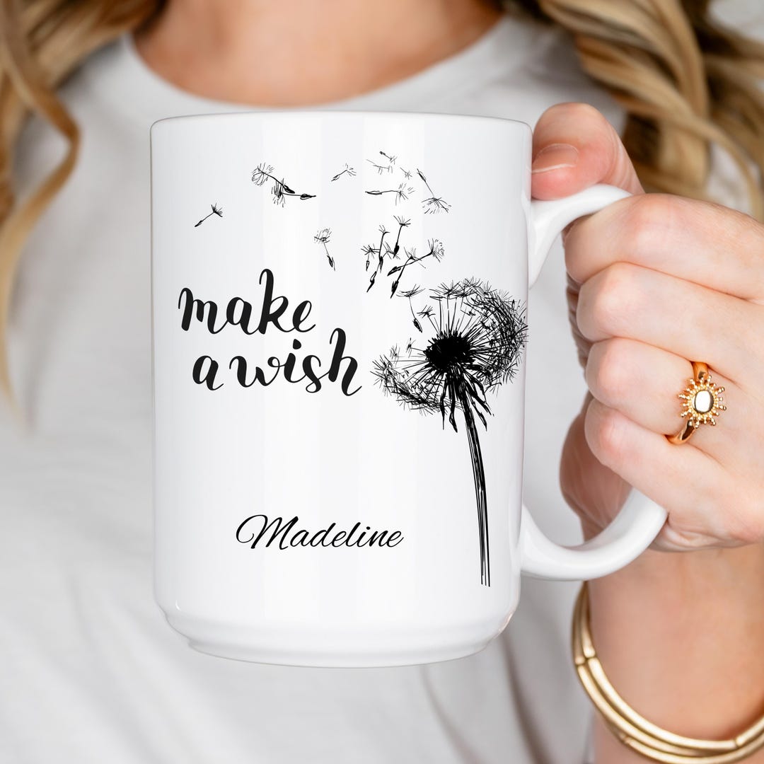 Personalized Birthday Mug, Make A Wish Mug, Dandelion Mug, Dandelion ...