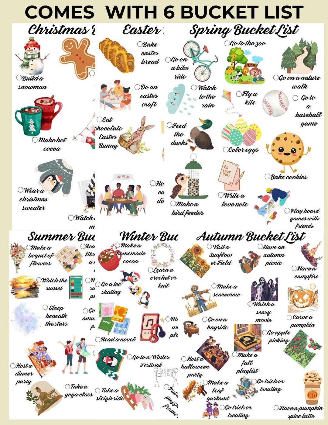 Bucket List Bundle - PRINTABLE Journal Pages Fall Bucket List Winter ...