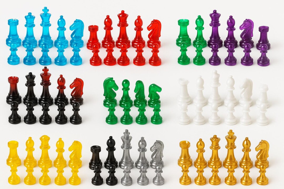 Custom Epoxy Resin Chess Sets Colorful Daylight Pieces or Nighttime ...