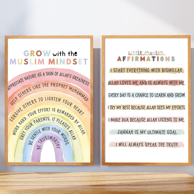 Positive Little Muslim Set; Islamic Affirmation Prints for Kids ...