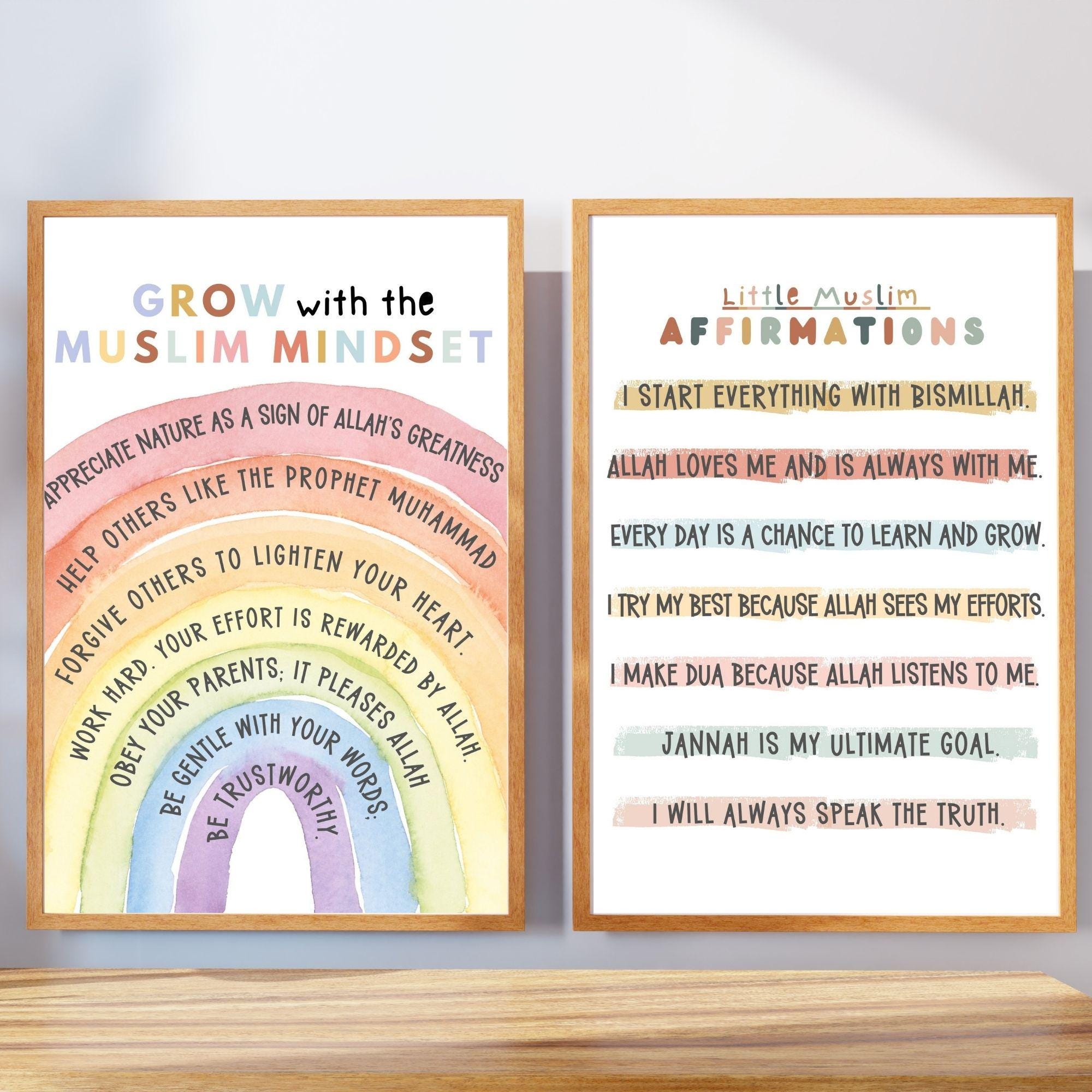 Positive Little Muslim Set; Islamic Affirmation Prints for Kids ...