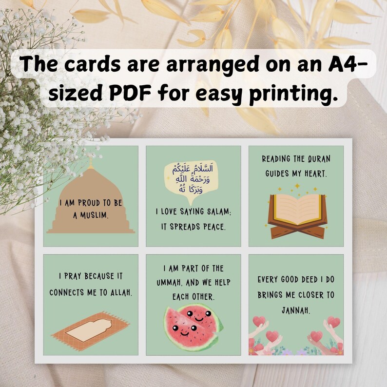 Islamic Affirmation Cards for Muslim Kids: Positive Quotes (digital ...